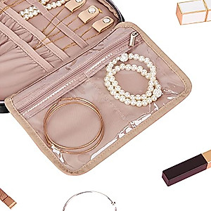 BELALIFE Travel Jewelry Organizer, Portable Jewelry Storage Case for Earrings, Rings, Necklaces, Bracelets, Black