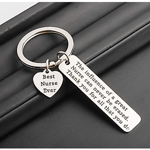 TGBJE Nurse Gift The Influence Of a Great Nurse Can Never Be Erased Best Nurse Ever Gift RN Gift NP Gift BSN Gift LPN Gift (Nurse Keychain)