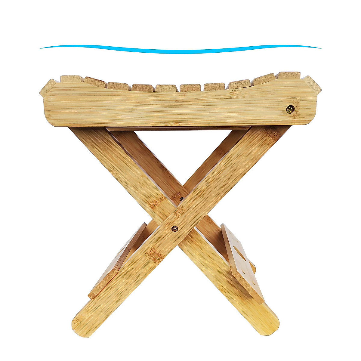 TripDock 12 Inch High Natural Bamboo Folding Stool for Shaving/Shower/Foot Rest/Outside Fishing Chair, Fully Assembled (Natural)