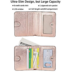 AINIMOER Small Leather Wallet for Women, Ladies Credit Card Holder RFID Blocking Women's Mini Bifold Pocket Purse, Champaign Gold
