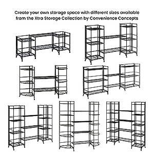 Convenience Concepts Xtra Storage Shelf Metal Extension Set of 2, Black