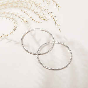 SWEETV 50MM Big Hoop Earrings for Women Hypoallergenic 925 Sterling Silver Earrings Endless Thin Hoops-suitable for ages 15+