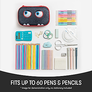 ZIPIT Wildlings Pencil Box for Kids | Pencil Case for School | Organizer Pencil Bag | Large Capacity Pencil Pouch (Black)