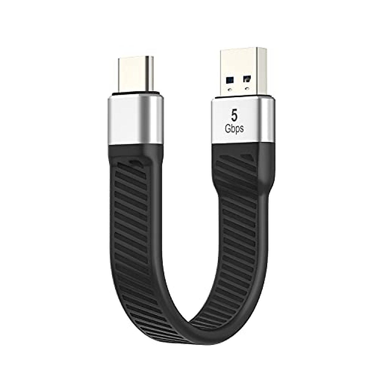 LamToon Short USB Type C Cable, 5Gbps Data Sync Android Auto Cable 3A USB to USB C 3.1 Fast/Quick Charge Cable Unique FPC Flat Design for Galaxy S10+ S9, Note 9 8, LG V20, Google Pixel, Power Bank