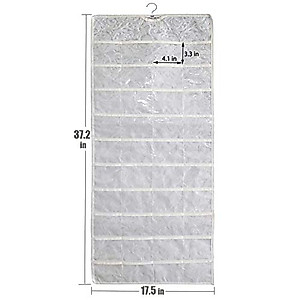 BB Brotrade Hanging Jewelry Organizer,Double Sided Jewelry Storage Organizer with Embossed Pattern,80 Clear PVC Pockets Organizer for Holding Jewelries (White)
