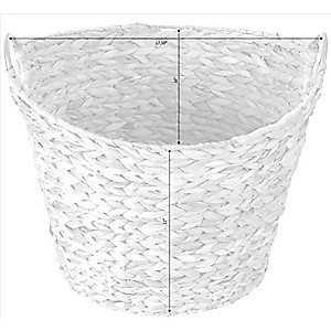 Vintiquewise Large Round Water Hyacinth Wicker Laundry Basket with Metal Handles