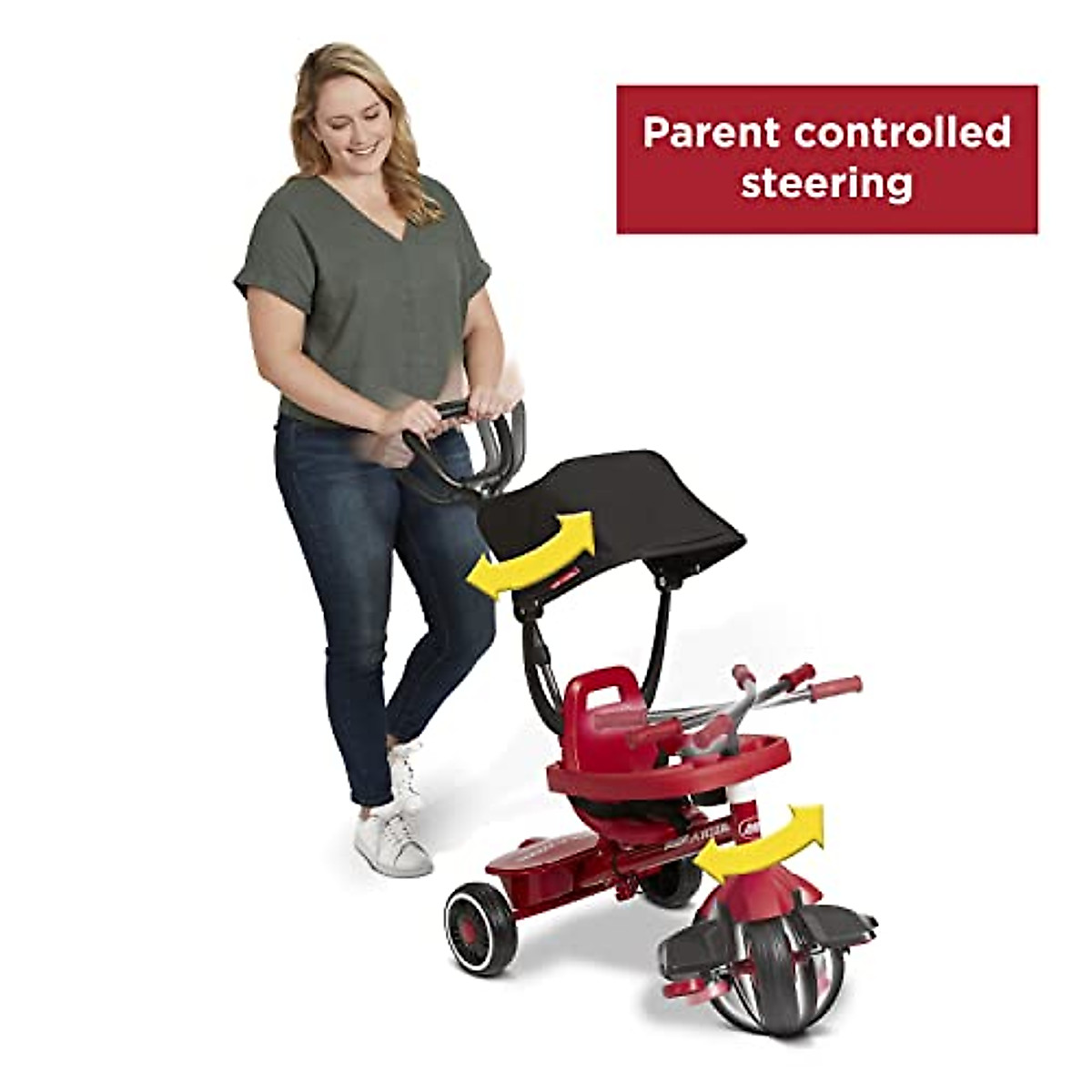 Radio Flyer Pedal & Push 4-in-1 Stroll ' N Trike®, Red Tricycle, for Toddlers Ages 1-5 (Amazon Exclusive), Toddler Bike