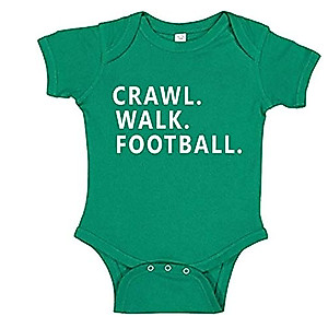Southern Sisters Crawl Walk Football Baby Romper - 6 Month - Green