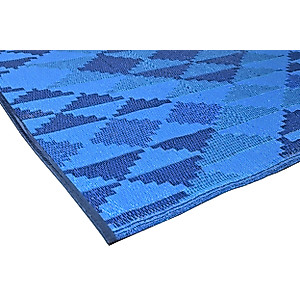 ERBANICA Premium Extra Large Quick Dry Reversible Outdoor Plastic Rug for RV, Camping, Beach, Picnic, Patio, Pool Side 8'x10' (Blue Diamond)