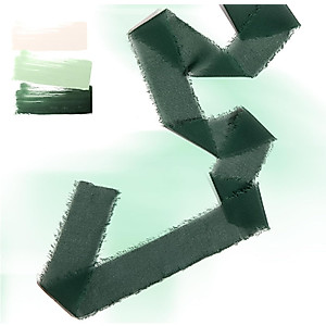 HTVRONT Chiffon Silk Ribbon 1.5" x 7Yd Soft Handmade Fringe Frayed Edged Baby Shower Bridal Bouquets Wedding Invitation Decor (Cream & Green)