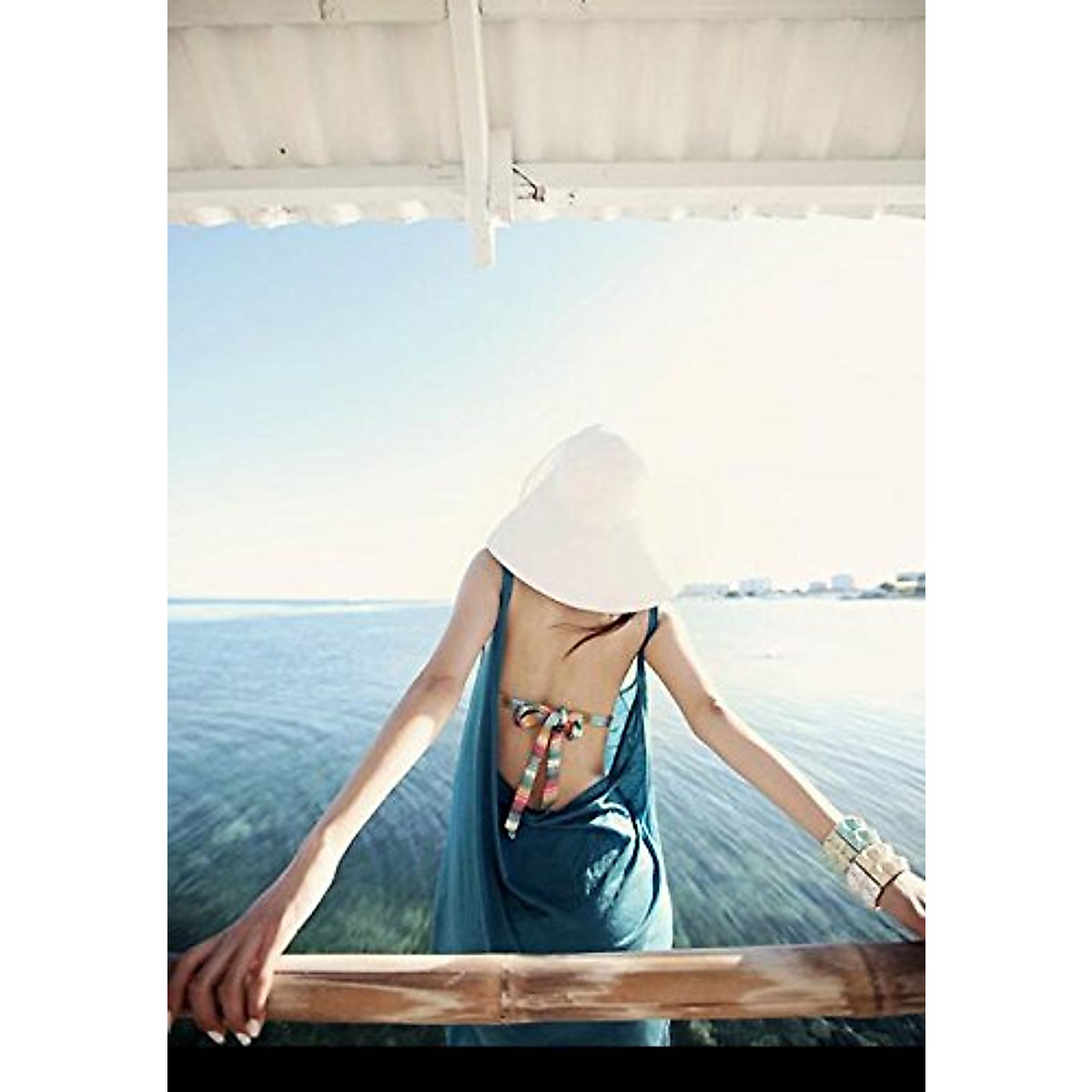 Womens Floppy Straw Hat Wide Brim Foldable Packable Braid Cap UV Protection Summer Gardening Hiking Beach Sun Hat (White)