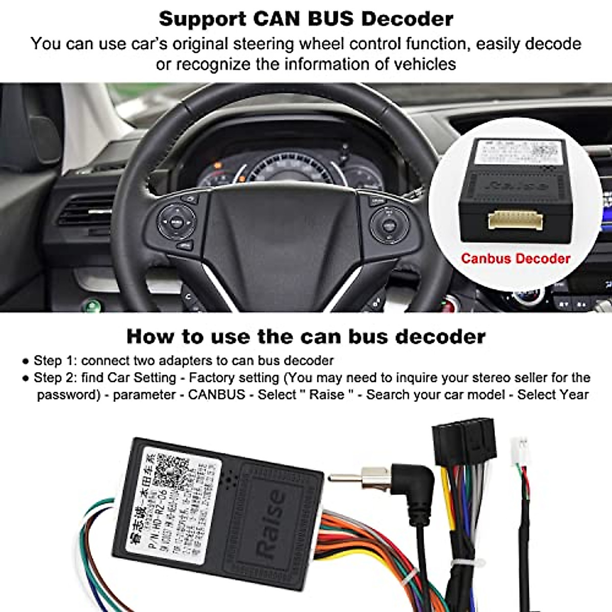 Car Radio Wiring Harness Kit Replacement for Honda Civic CRV 2012-2015 Stereo Power Adapter with CANBus Connector