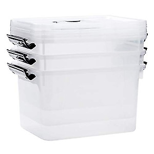5-Pack Clear Storage Latch Box/Bins with Lid, 8 Litre Stackable Plastic Storage with Handle (8.5 Quart)