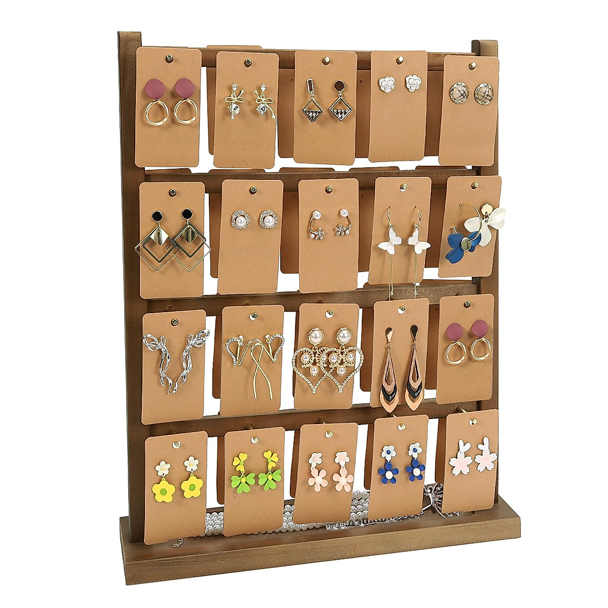 ZYP Earring Display Stand, Wood Organizer for Retail Store, Portable Table Displays for Jewelry Storage, Ideal for Home or Business