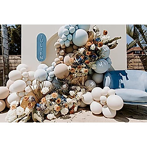 Blue Brown Balloon Garland Double Stuffed Blush Balloon Arch Kit Latex Tan Balloons For Teddy Bear Baby Shower Neutral Birthday Graduation Party Anniversary luau Boho Safari Decorations