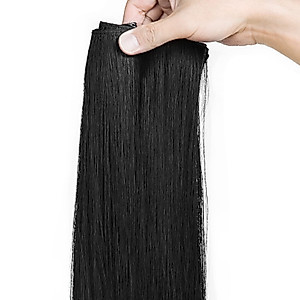 DOCUTE Natural Black Clip in Hair Extensions Black Women 4 Pieces, Full Head Long Straight Hair Extensions Clip ins Double Weft Thick Hair Extensions Hair Classic Pieces (26", Natural Black)