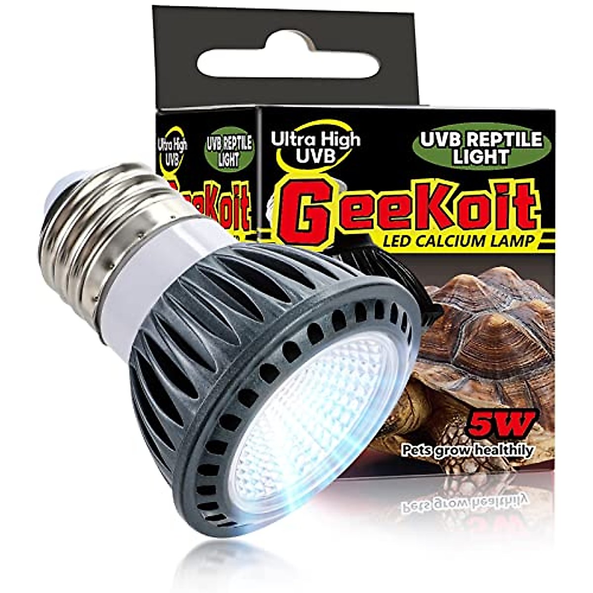 GeeKoit Premium High-Intensity UVB Reptile Light for Optimal Calcium Metabolism,5-Watt 10.0 Desert UVB Light Ideal for Desert-Dwelling Reptiles Bearded Dragons Tortoises (Desert 10.0 UVB)