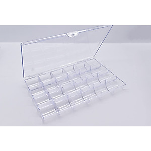 LIFOOST 24 Slots Rhinestone Box Storage Containers Empty Clear Nail Art Decoration Storage Box for Nail Glitter Jewelry Crystal Diamond Accessories