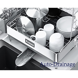 Kitsure 2-Tier Dish Rack, Large Capacity, Stainless Steel, Dish Drying Rack with Drainboard, Multifunctional Kitchen Dish Rack for Dishware