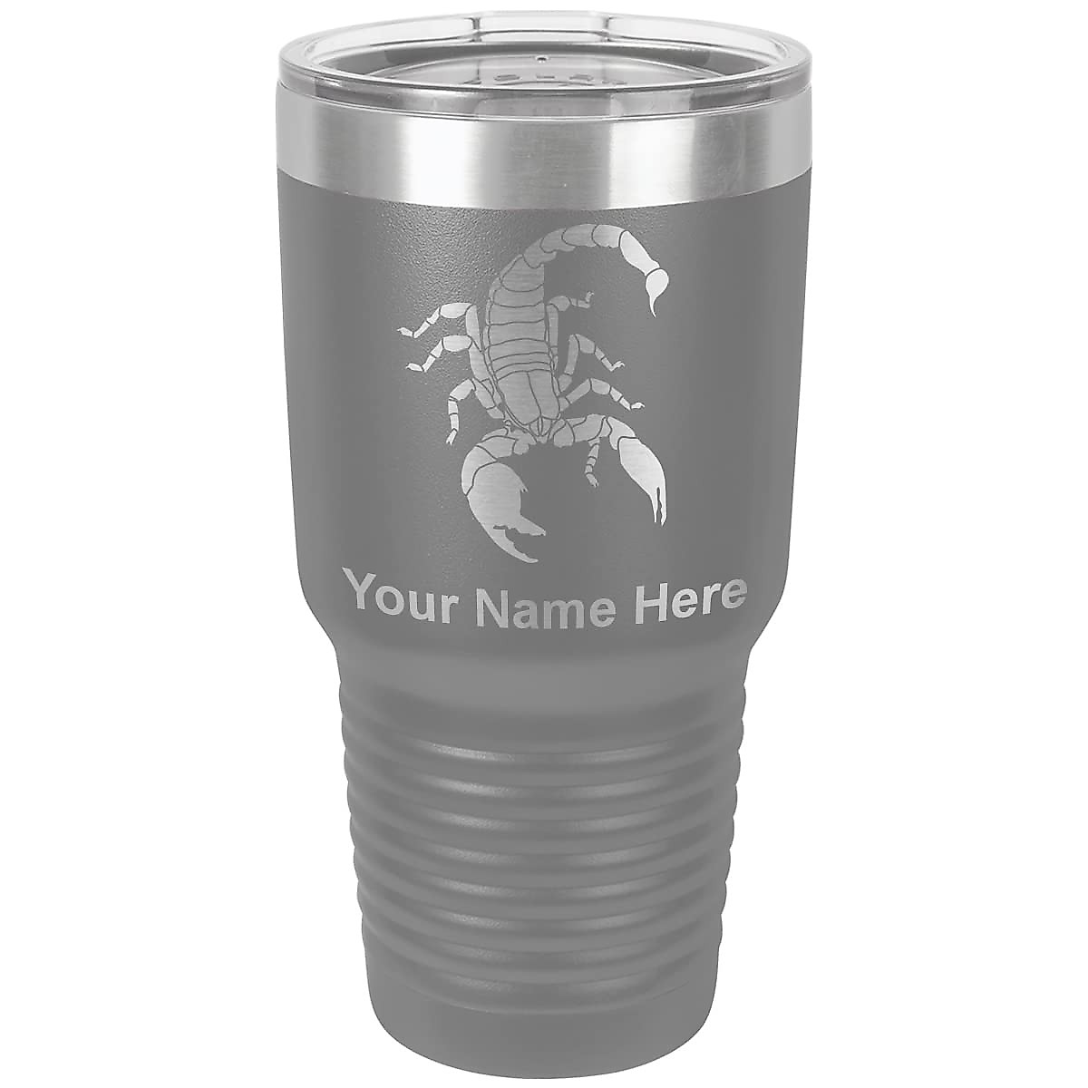 30oz Vacuum Insulated Tumbler Mug, Scorpion, Personalized Engraving Included (Gray)