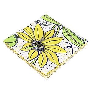 Soimoi Honey Bee Print Precut 5-inch Cotton Fabric Quilting Squares Charm Pack DIY Patchwork Sewing Craft- White & Yellow