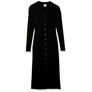 The Drop Women's Jaxon Rib Button Down Sweater Dress, Black, 3X, Plus Size