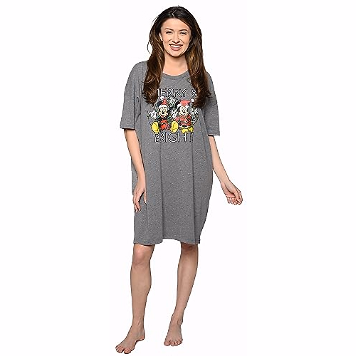 Disney Womens Sleepshirt Mickey Minnie Mouse Print (Christmas, One Size)