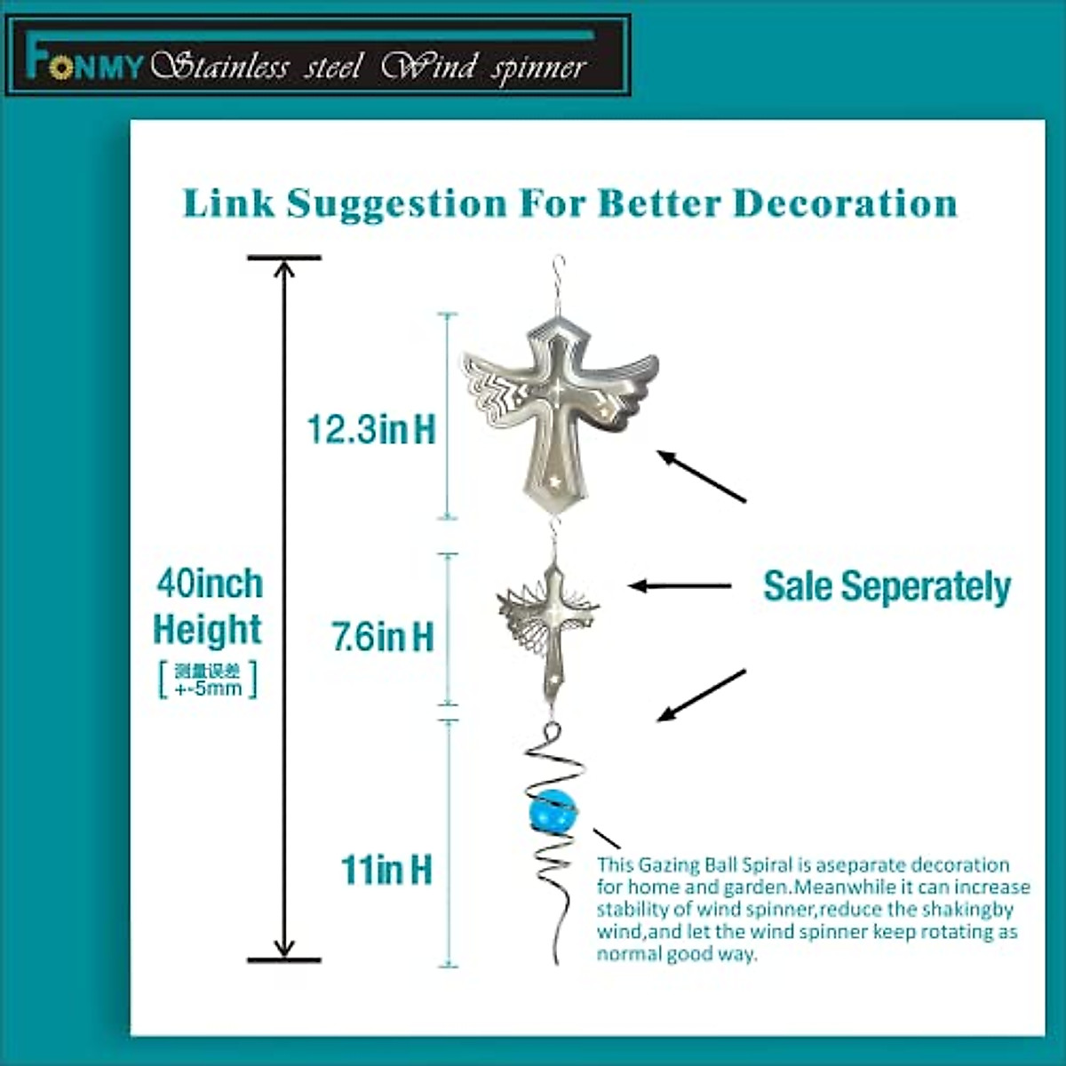 Kinetic Angel Wing Cross Wind Spinner | Indoor Outdoor Decor