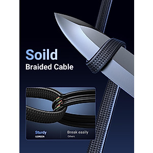 UGREEN Cat 8 Ethernet Cable 3FT, Flat High Speed 40Gbps 2000Mhz Internet Cable 26AWG Braided Network Cord RJ45 Shielded Indoor LAN Cables Compatible for Gaming PC PS5 Xbox Modem Router 3FT