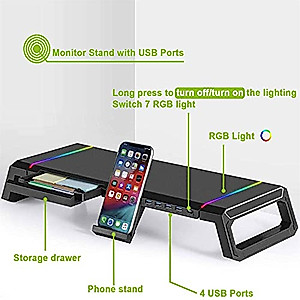 Monitor Stand Foldable Riser Stand, Computer Monitor Riser with USB Port 4pcs, Monitor Stand Computer Monitor Stand