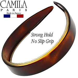 Camila Paris AD48 French Fashion Headband for Women, Very Flexible with Teeth for Strong Hold Grip, Women's Hairband, No Slip and Durable Styling Girls Hair Accessories, Made in France with Cellulose