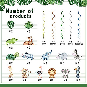 Jungle Animal Wild One Party Supplies Decorations 30 Pack Foil Ceiling Hanging Swirls Streams Party Banner Decor for Kids Adults Safari Birthday Celebrating Party Events Baby Shower Room Wall Decor