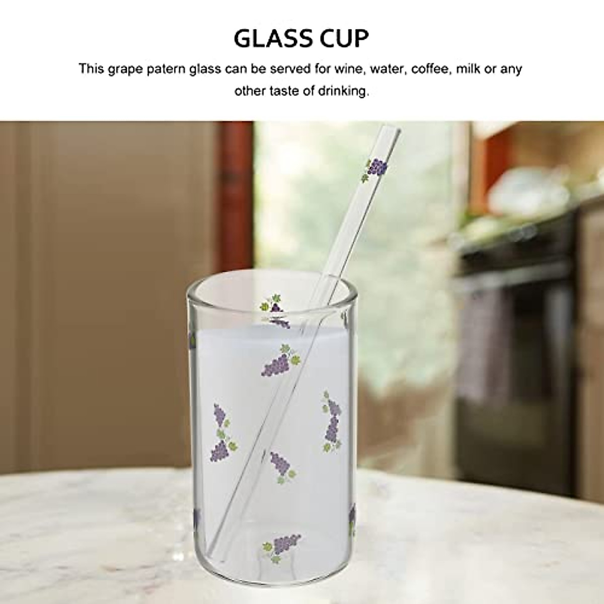 UPKOCH 2 Sets strawberry glass beer glasses glass cup with straw clear straw glasses clear beer can glass clear juice glasses clear water bottles cute cup aesthetic High borosilicate