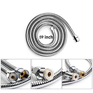 59 Inches Shower Hose,Bidet hose 304 Stainless Steel Handheld Shower Head Hose,The thread interface size is G1/2 (20mm)(Chrome)