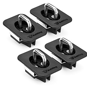 Bull Ring Flush Fit Retractable Truck Bed Tie Down Anchors for Ford F150 1998-2014, Ford F250/F350 Super Duty 1998-2016 Pickup, Fits Rear Stake Pockets (2 Pairs)
