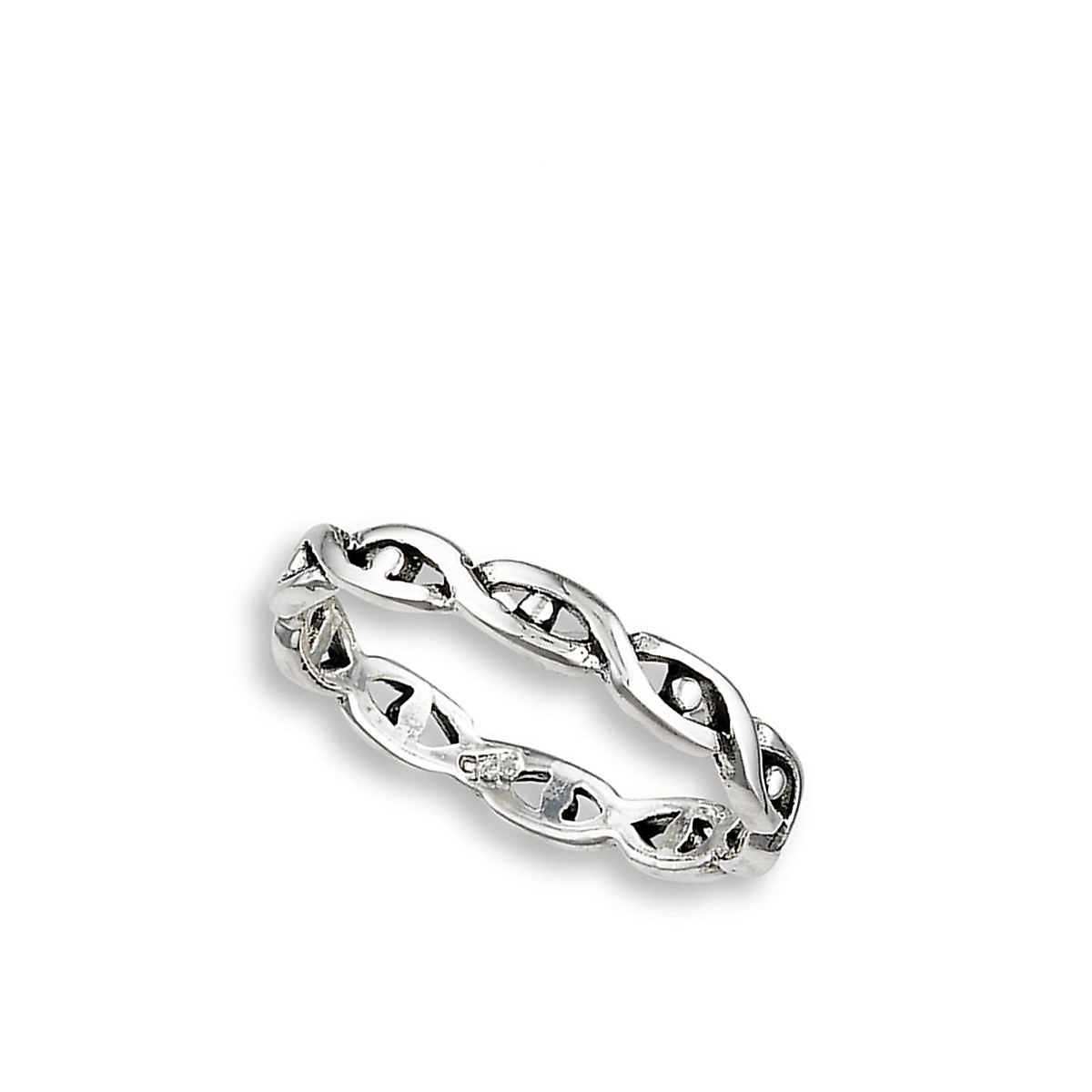 Oxidized Eternity Infinity Knot Evil Eye Ring Sterling Silver Band Size 3