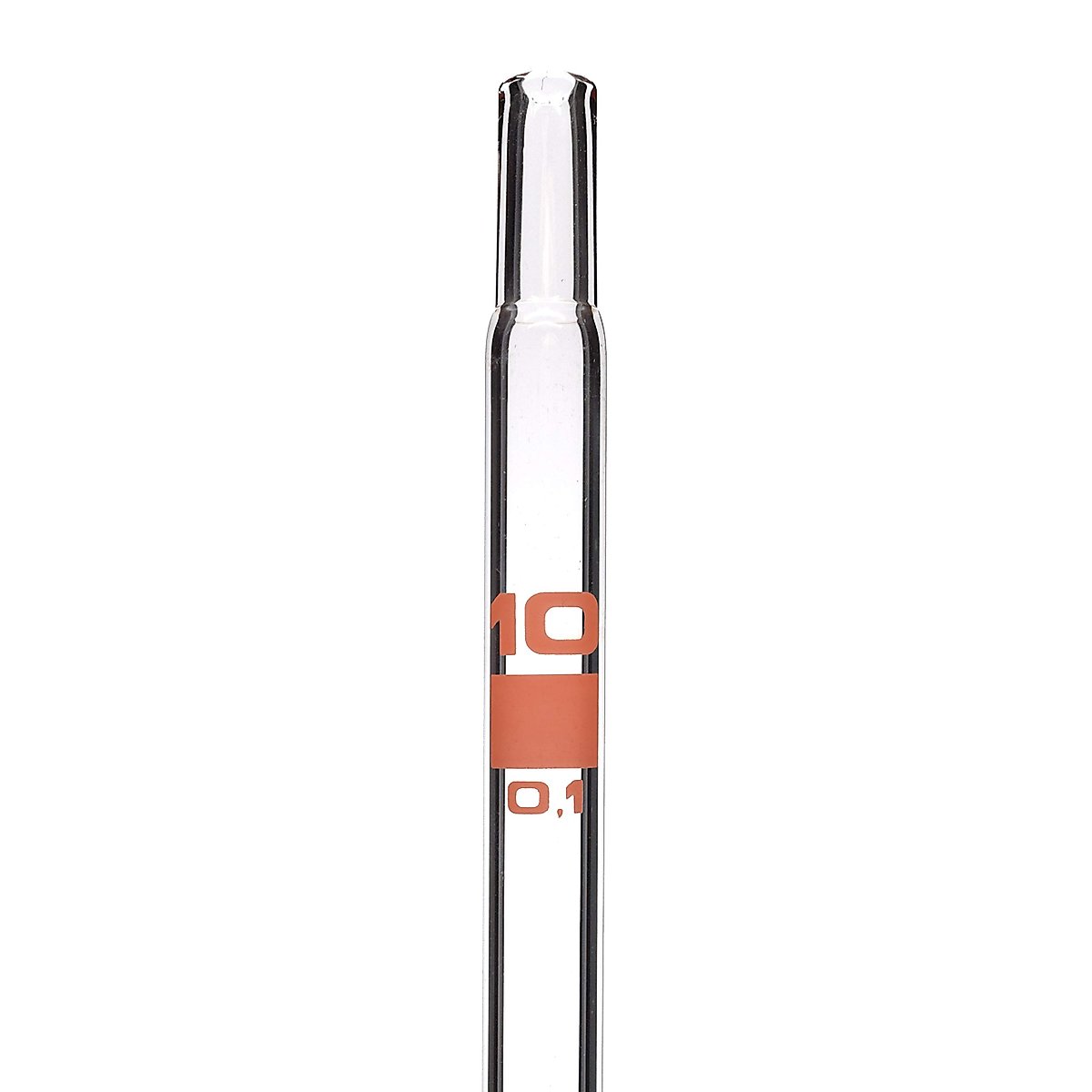 EISCO Serological Pipette, 10ml - Class A, Tolerance ±0.050ml - Blue Graduations - Color Code, Orange - Calibrated for Delivery to Jet - Borosilicate Glass