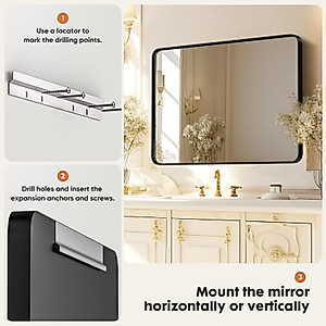 Sweetcrispy Black Bathroom Vanity Mirror for Wall, 24x36 Inch Metal Framed Wall Mirror Farmhouse Rectangle, Anti-Rust, Tempered Glass, Hangs Horizontally or Vertically