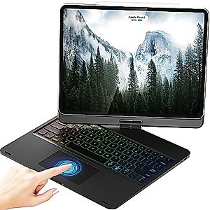 Kolude iPad Pro 12.9 Case with Keyboard for iPad Pro 12.9 inch (2022 6th, 2021 5th, 4th and 3rd Generation) Magnetic Keyboard Multi-Touch Trackpad 360° Rotatable Black Color