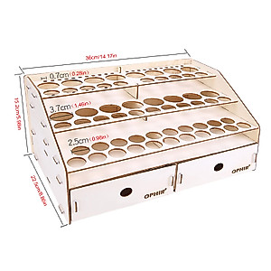DNYSYSJ 80 Holes Paint Rack Stand Pigment Ink Bottle Paints Tool Storage with Cabinet Holder Organizer for 58 Bottles & 22 Small Paint Brushes or Droppers
