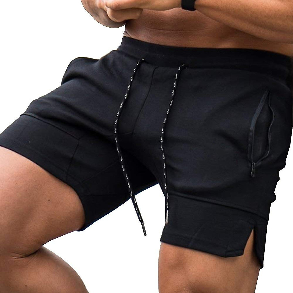 COOFANDY Men's Gym Workout Shorts Quick Dry Bodybuilding Weightlifting Pants Training Running Jogger with Pockets Black