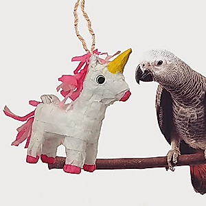 Fetch-It Pets 8" Unicorn Shaped Piñata Bird Toy Suitable for Small Medium and Large Parrots Budgies Parakeets Cockatiels Lovebirds and Cockatoos