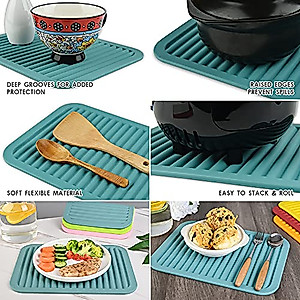 Silicone Trivets for Hot Pots and Hot Pans, Silicone Trivets Mat Set, Hot Pads, Silicone Hot Mats, Heat Resistant Placements, Small Dish Drying Mat, Grey Trivets, Rectangular Trivets Set of 2s