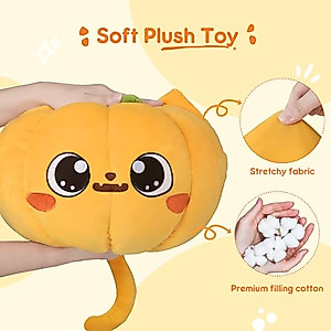 Officygnet Cute Plush Pillow, Soft Stuffed Animal Plush Toys, Kawaii Pumpkin Cat Plushies Pillow Dolls for Kids Adult, Ideal Christmas Birthday Gift for Girls Boys Girlfriend