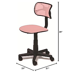 Urban Shop Swivel Mesh Desk Chair, Blush 21D x 21W x 34H in