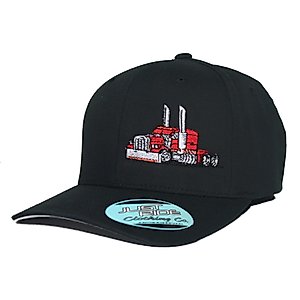 Trucker Truck Hat Big Rig Cap Flex Fit (L/XL, RED)