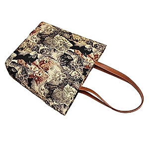 Signare Tapestry Shoulder Bag Tote Bag for Women with Cat Design (SHOU-CAT)