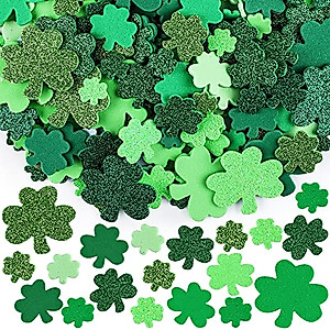 Fovths 400 Pieces St. Patrick's Day Foam Stickers, Glitter Irish Clover Stickers Self Adhesive Shamrock Craft Decorative Stickers for St. Patrick's Day Party St. Patrick's Day DIY Crafts Decorations