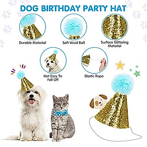 Nobleza Dog Birthday Party Supplies, Dog Birthday Hat Bandana Scarf with Cute Dog Bow Tie, Banner, Dog First Birthday Boy Outfit for Pet Puppy Cat Blue
