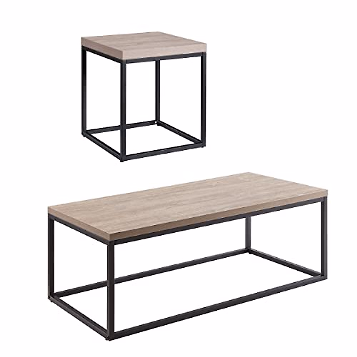 CENSI 40" Modern Grey Oak Coffee Table Set of 2 for Living Room